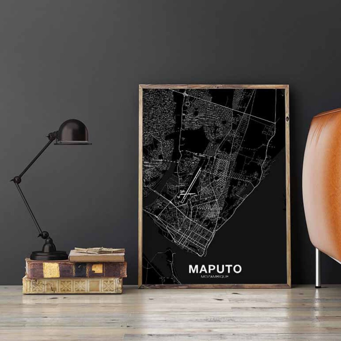 MAPUTO Mozambique map poster Hometown City Print Modern Home | Etsy