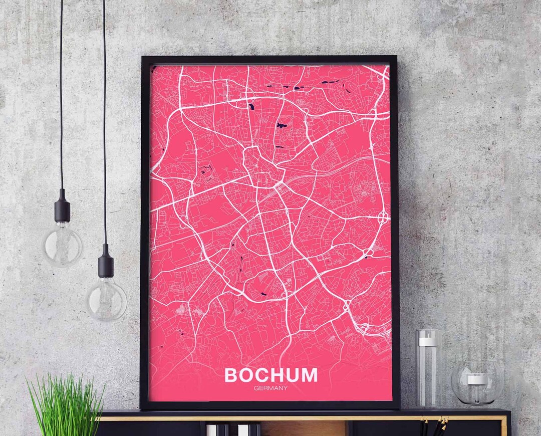BOCHUM Germany Map Poster Color Hometown City Print Modern Home Decor ...