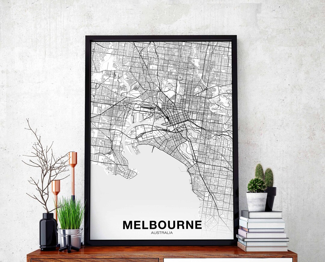 MELBOURNE Australia Map Poster Hometown City Print Modern Home Decor ...