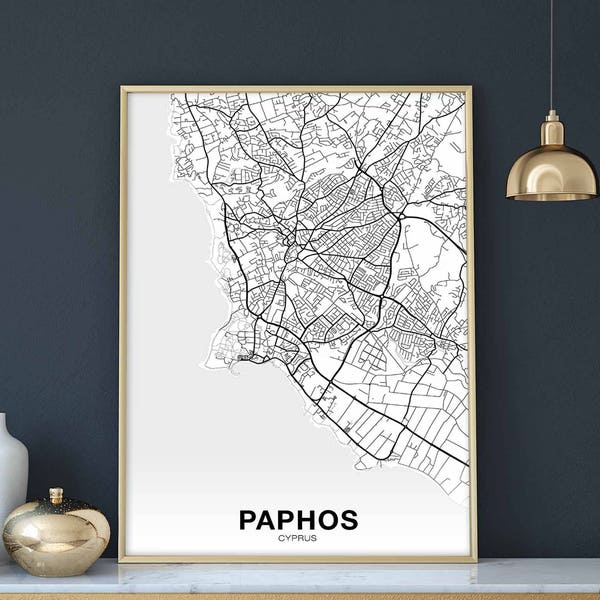 Paphos Map Wall Art - Etsy