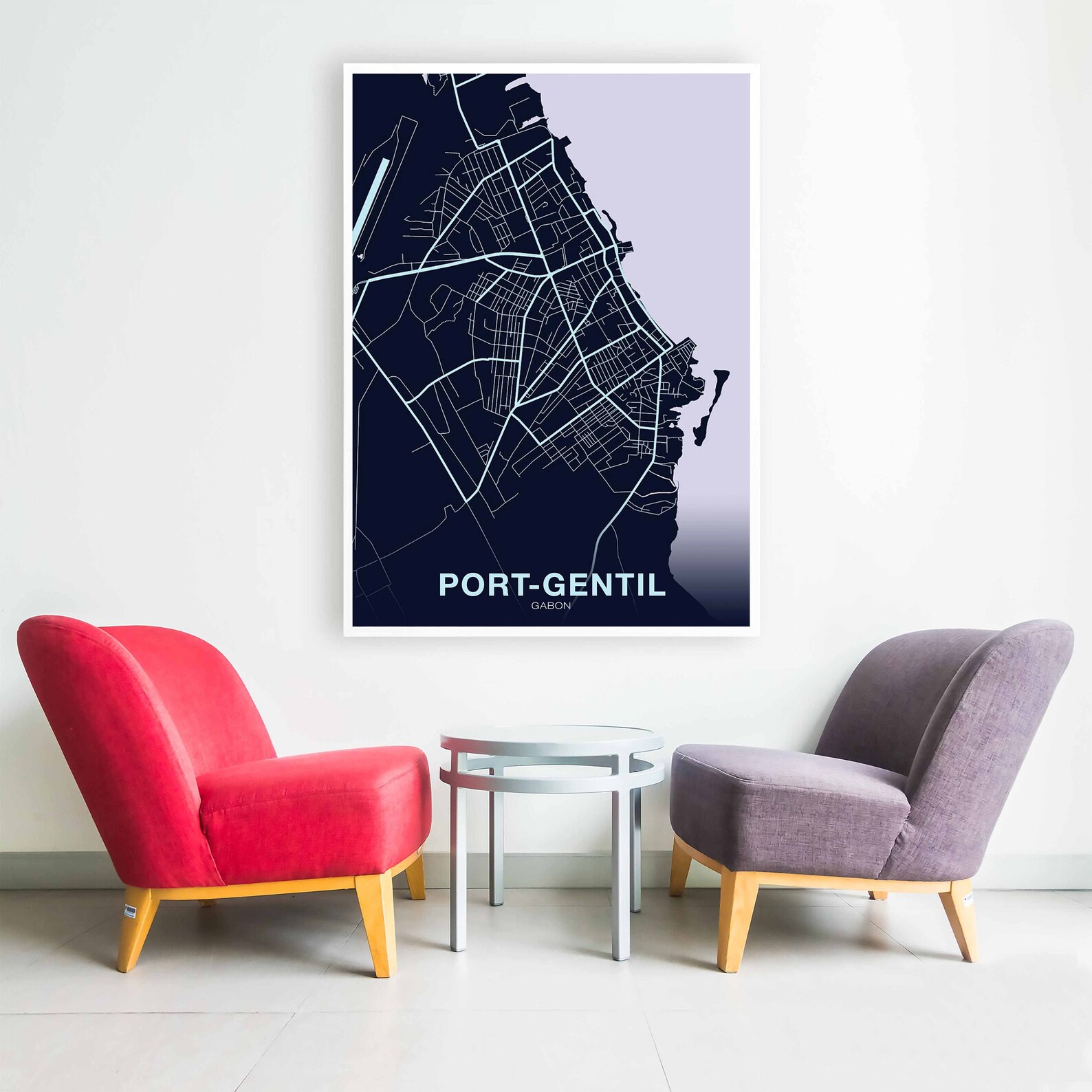 PORT-GENTIL Gabon Map Poster Color Hometown City Print Modern - Etsy