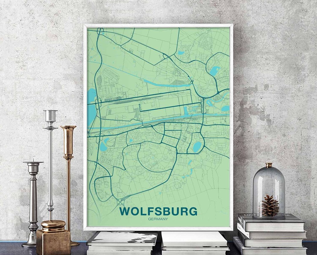 WOLFSBURG Germany Map Poster Color Hometown City Print Modern Home ...