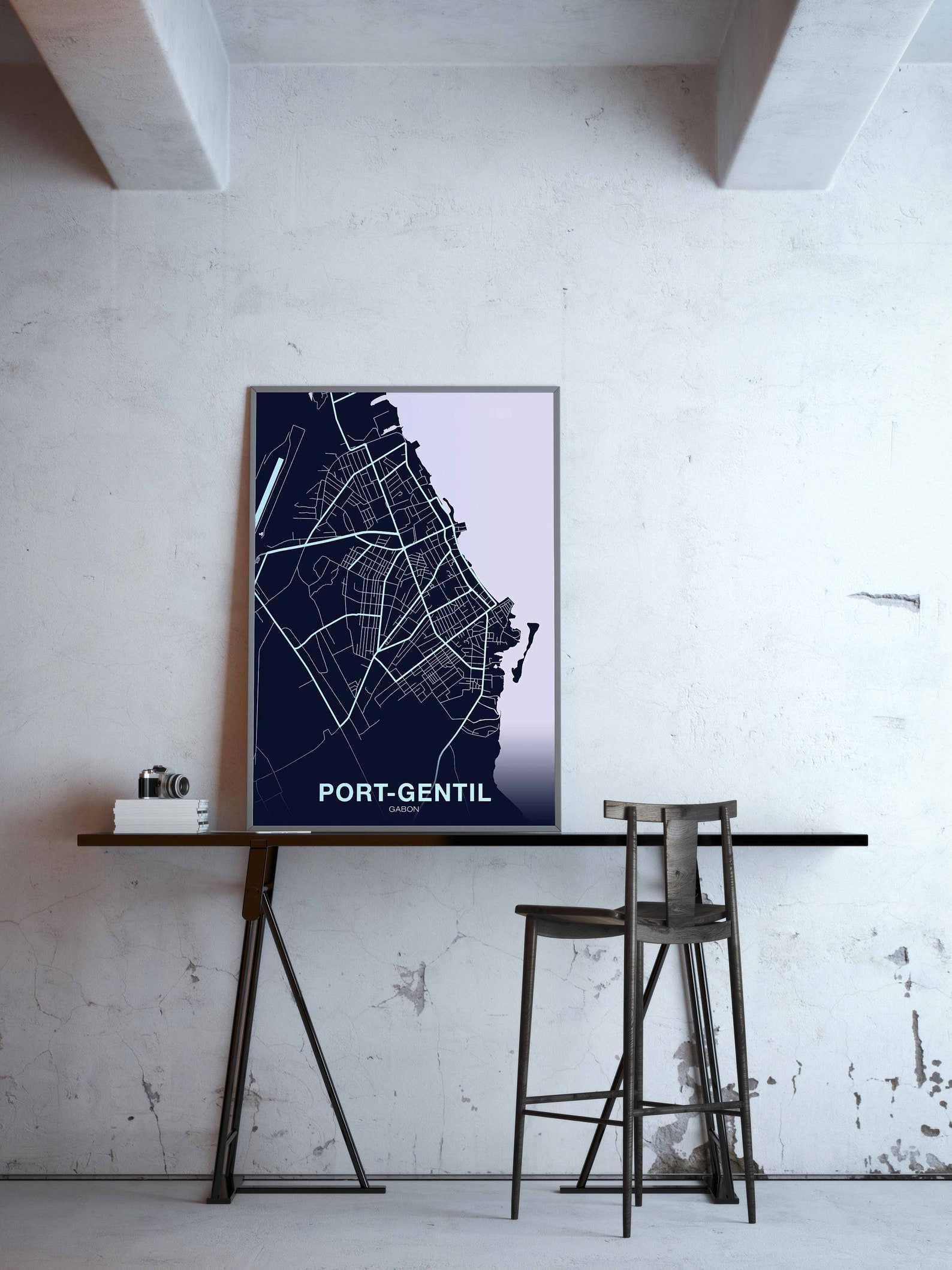 PORT-GENTIL Gabon map poster color Hometown City Print Modern | Etsy