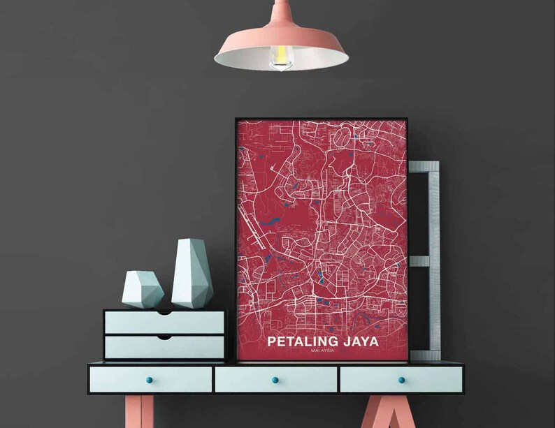 PETALING JAYA Malaysia Poster Color Hometown City Print Modern | Etsy