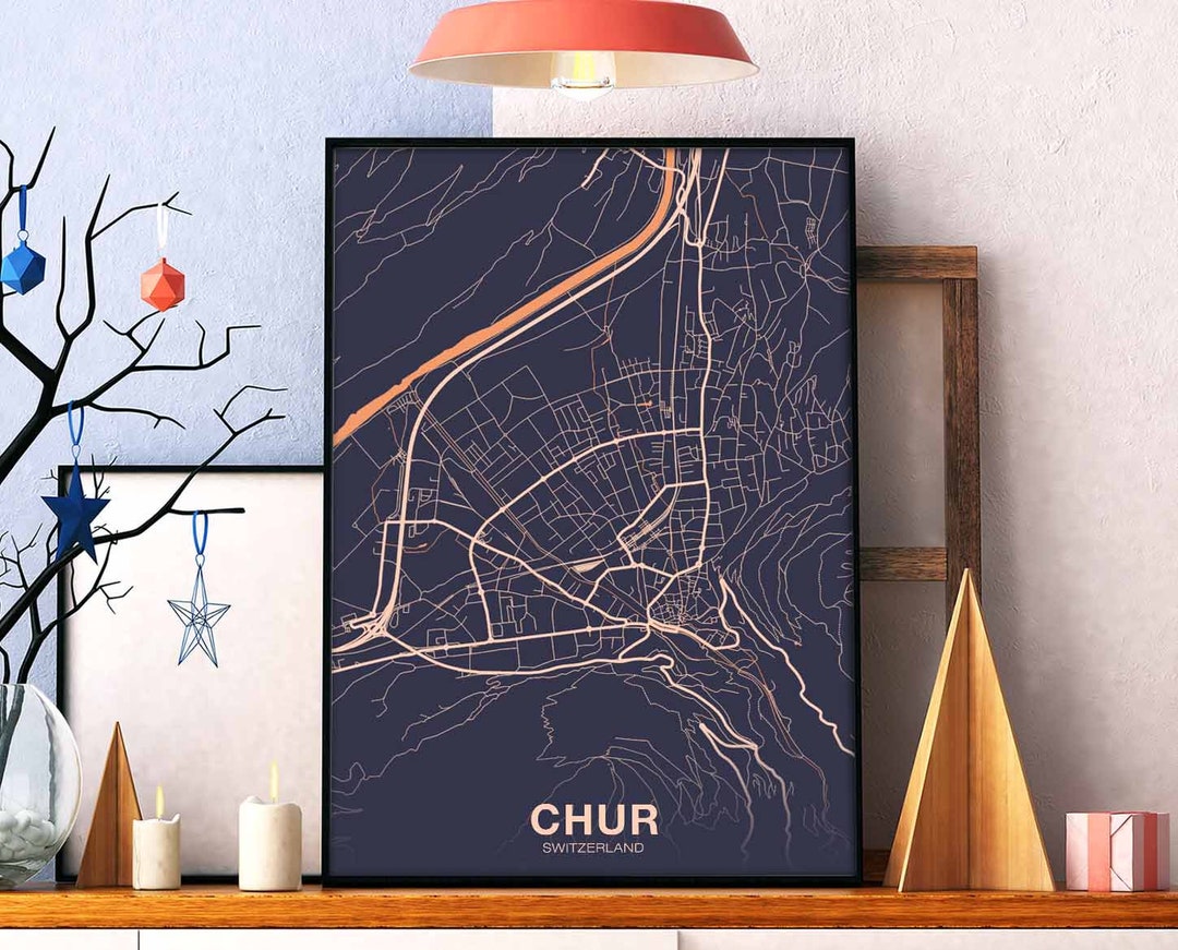 CHUR Switzerland Schweiz Suisse Map Poster Color Hometown City Print ...