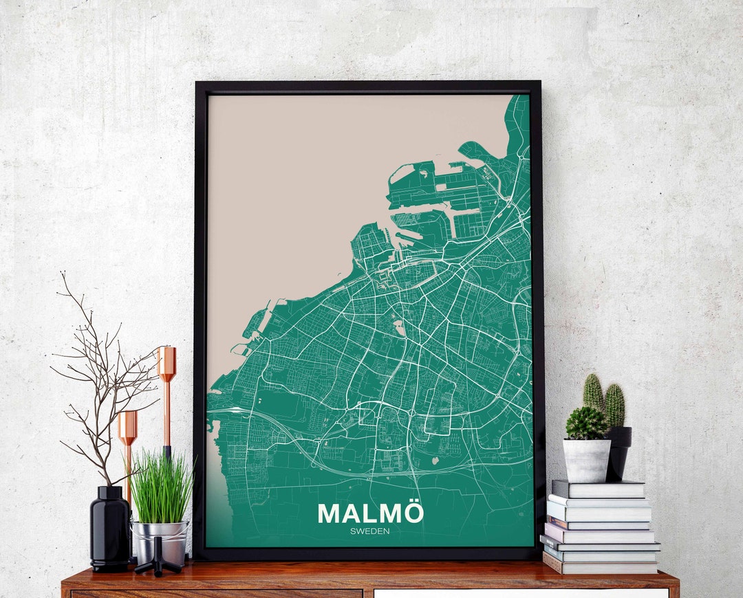 MALMO Sweden Map Poster Color Hometown City Print Modern Home Decor ...