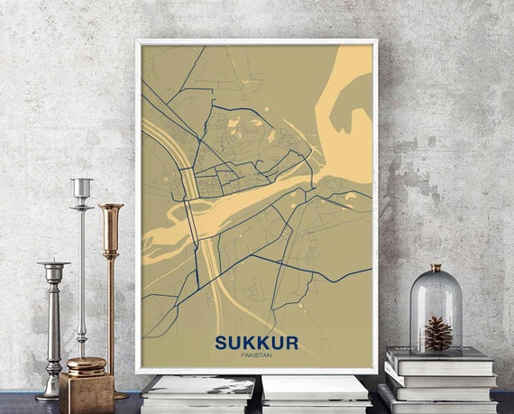 SUKKUR Pakistan Map Poster Color Hometown City Print Modern | Etsy