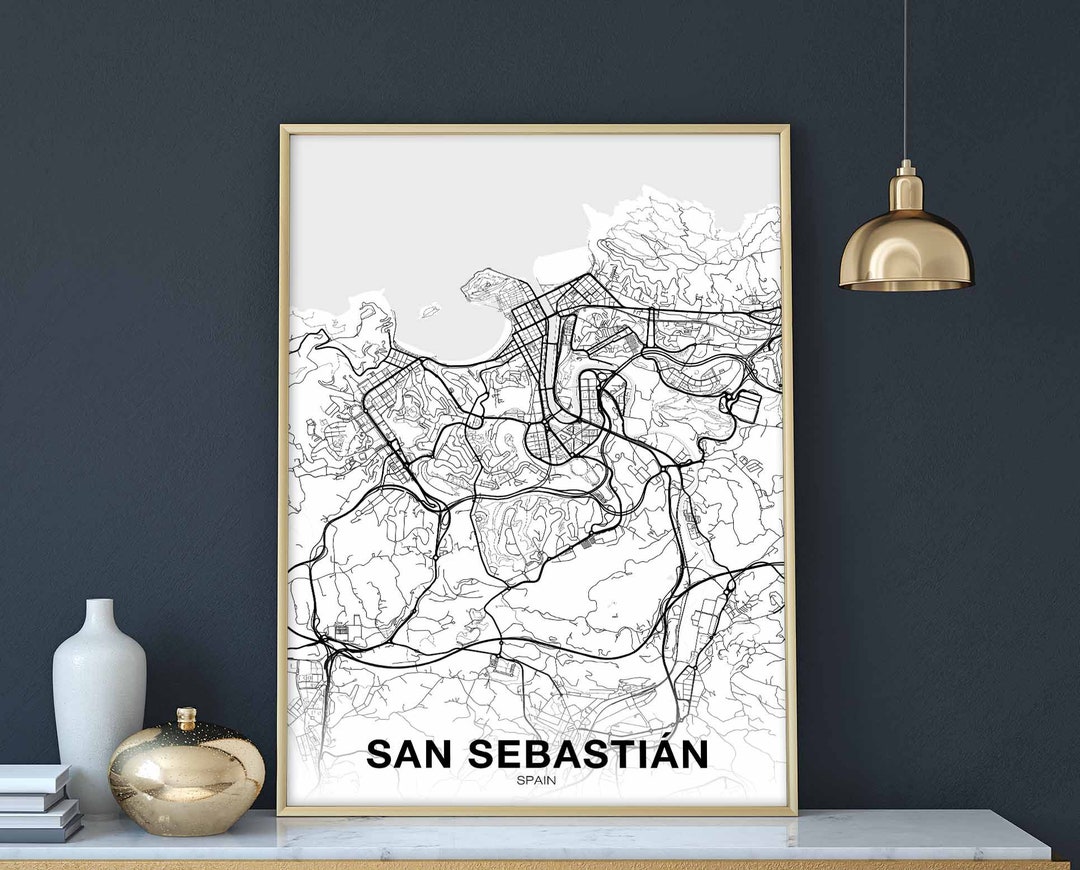 SAN SEBASTIAN Spain Map Poster Hometown City Print Modern Home Decor ...