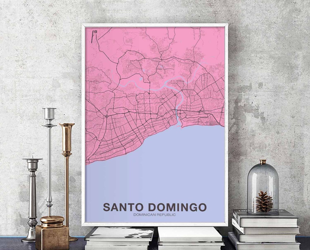 SANTO DOMINGO Dominican Republic Map Poster Color Hometown City Print ...