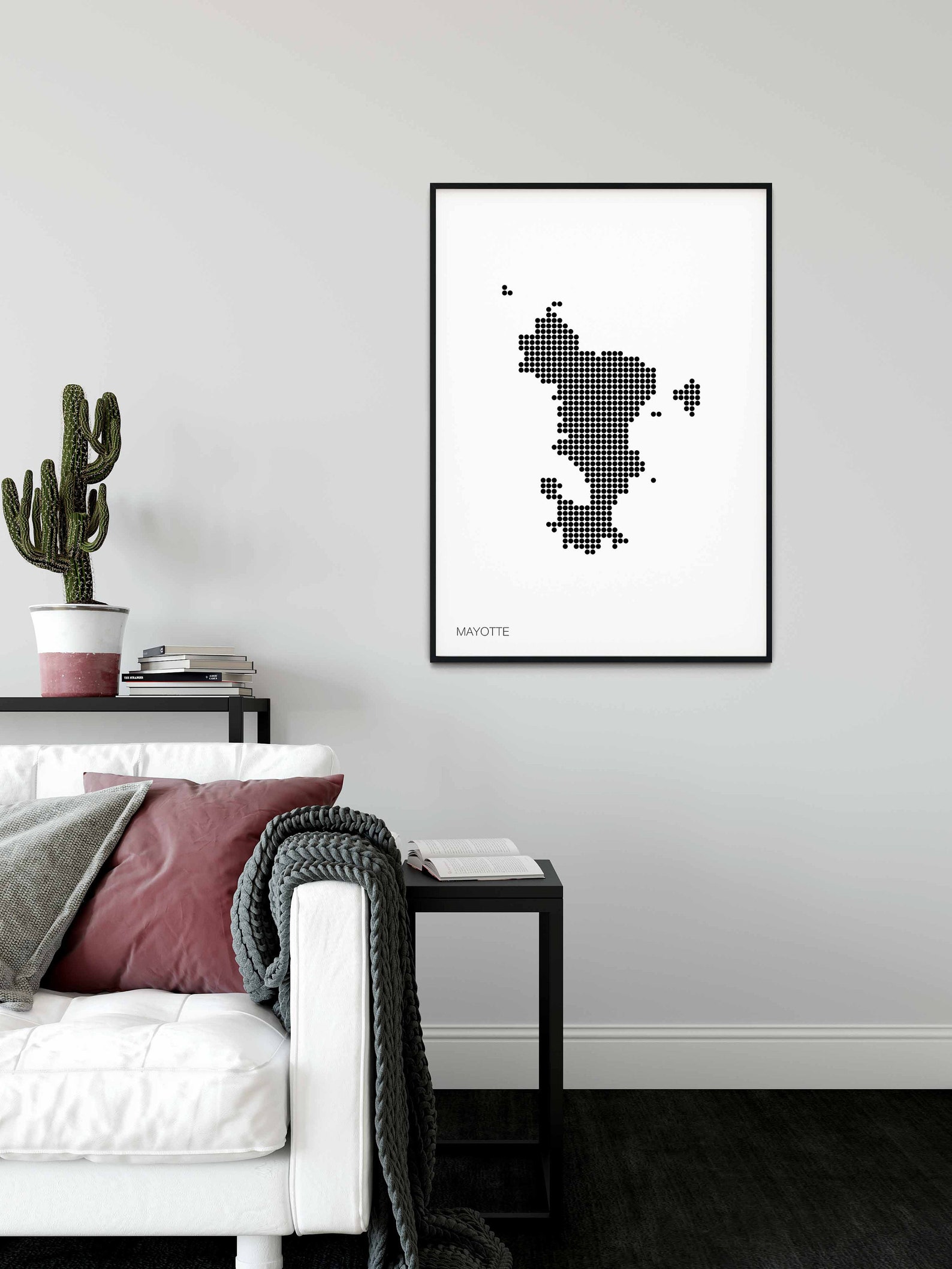 MAYOTTE Minimal Dots Retro Map Poster Black White Wall Decor | Etsy