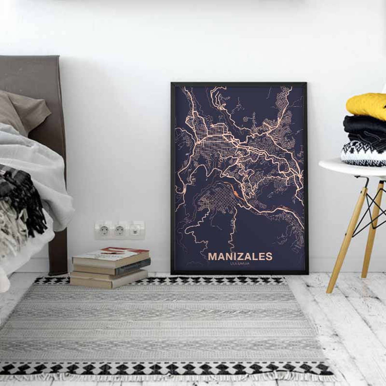 MANIZALES Colombia Map Poster Color Hometown City Print Modern | Etsy