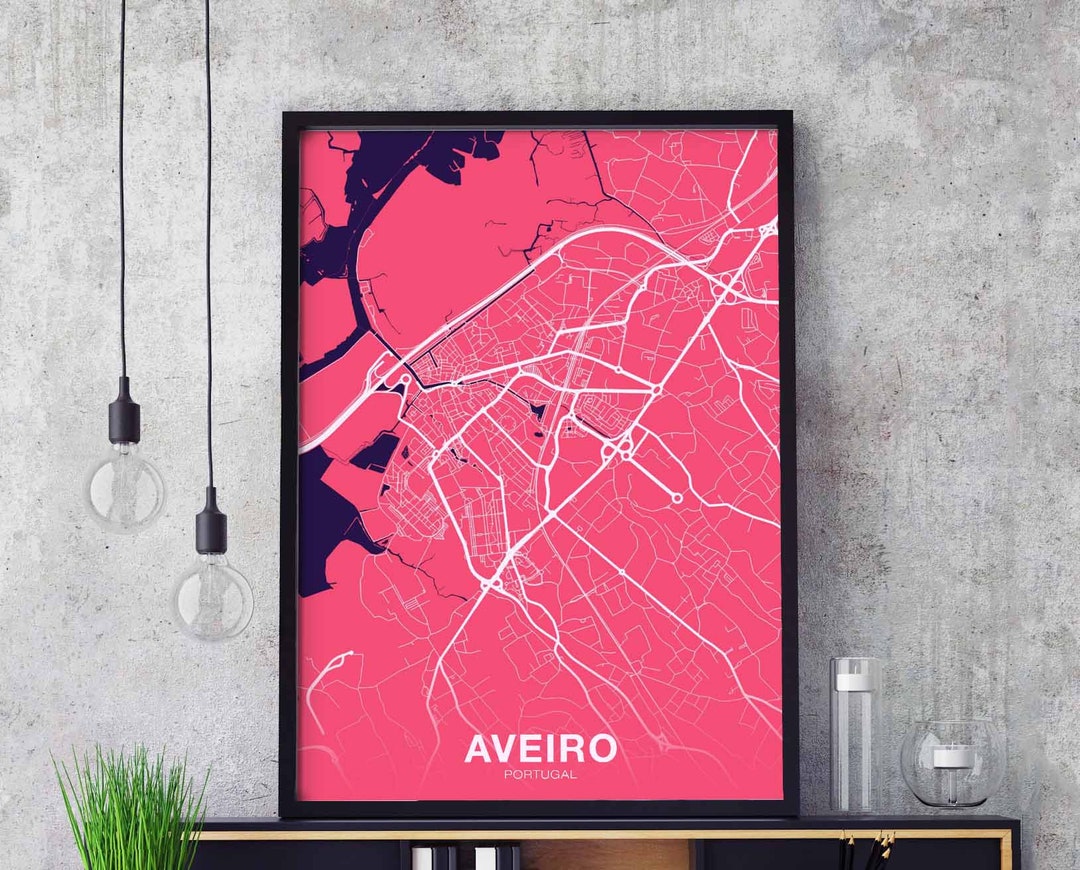 AVEIRO Portugal Map Poster Color Hometown City Print Modern Home Decor ...