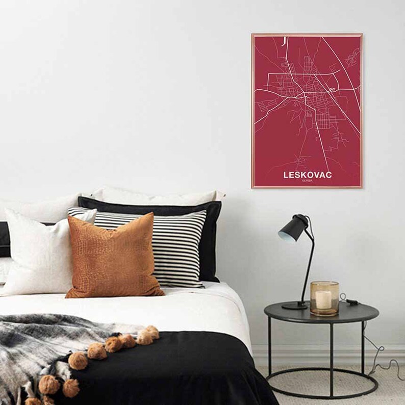 LESKOVAC Serbia Map Poster Color Hometown City Print Modern - Etsy