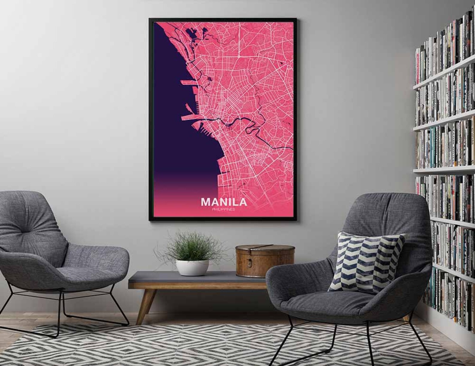 MANILA Philippines poster color Hometown City Print Modern | Etsy
