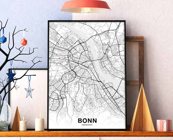 BONN Germany map poster Hometown City Print Modern Home Decor | Etsy