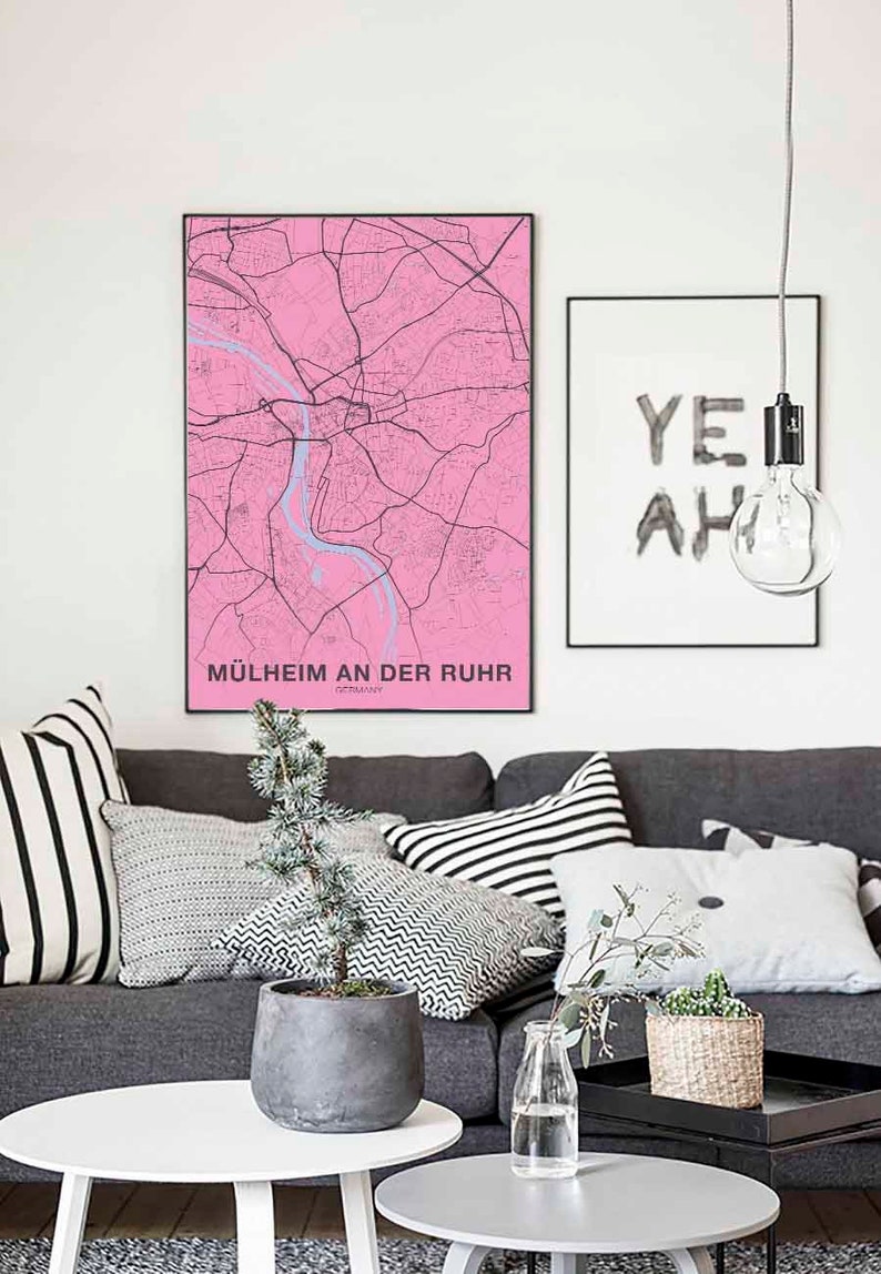 MULHEIM an der RUHR Germany map poster color Hometown City | Etsy