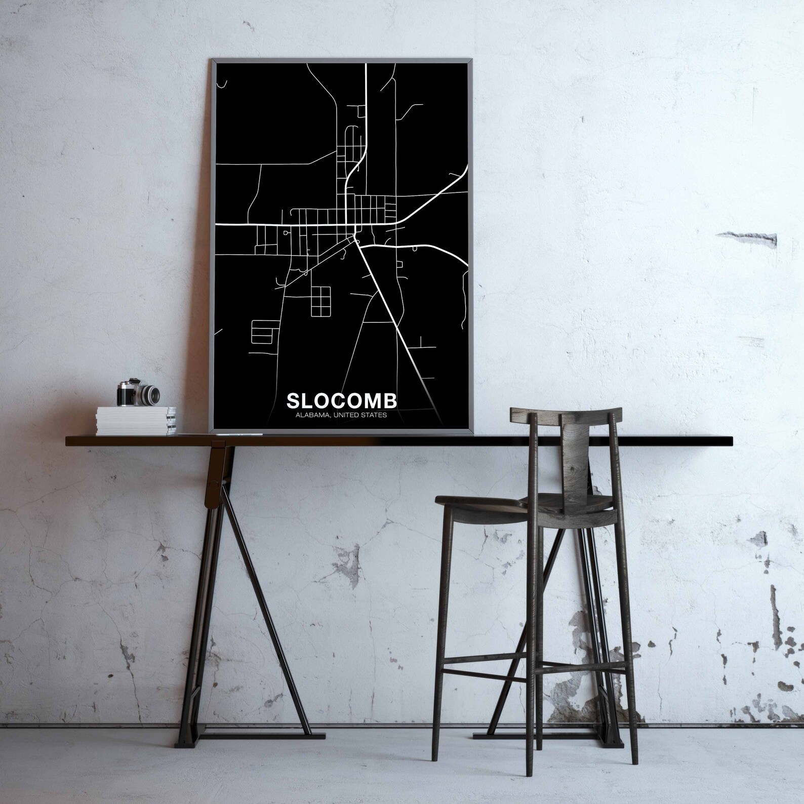 SLOCOMB Alabama AL USA Map Poster Black White Hometown City Print ...