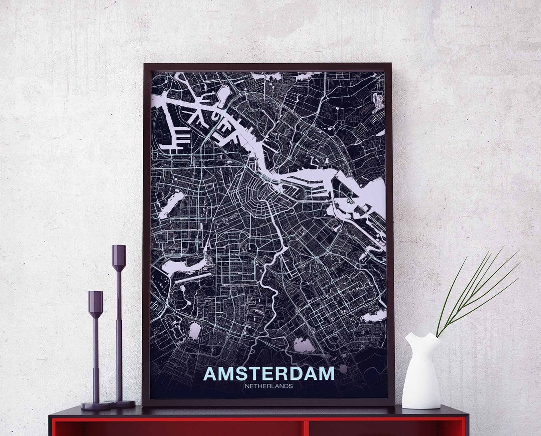 AMSTERDAM Netherlands Holland Map Poster Color Hometown City Print ...