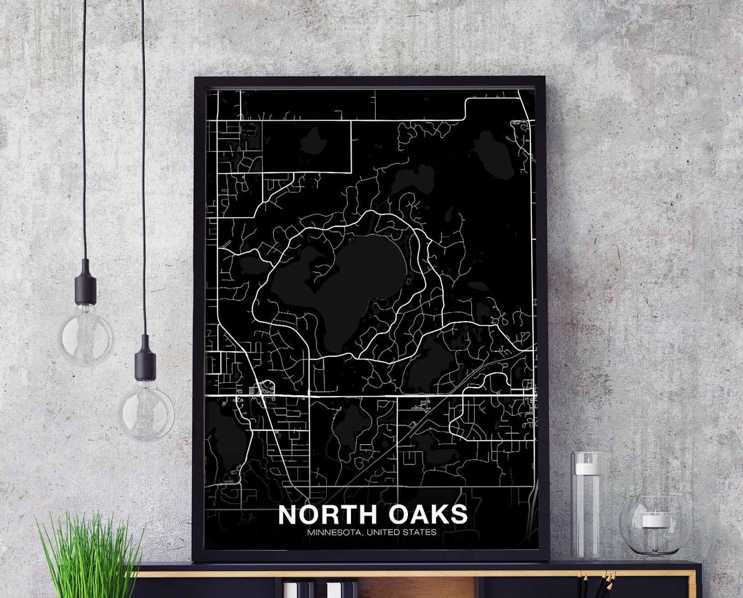 NORTH OAKS Minnesota MN Us Map Poster Black White Hometown City Print ...
