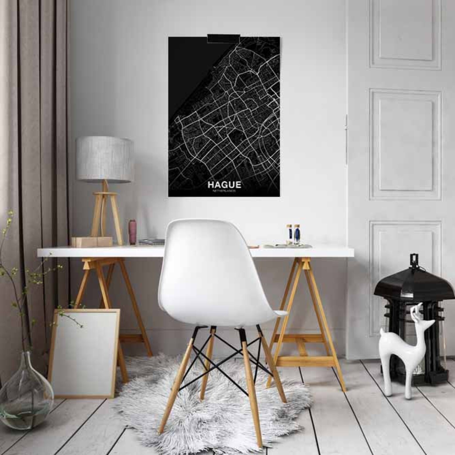 HAGUE Netherlands Map Poster Black White Hometown City Print Modern ...