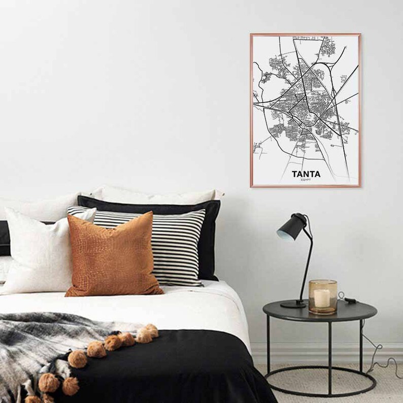 TANTA Egypt Map Poster Black White Hometown City Print Modern - Etsy