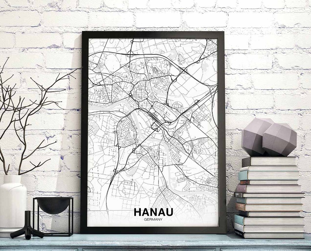HANAU Germany Map Poster Hometown City Print Modern Home Decor Office ...
