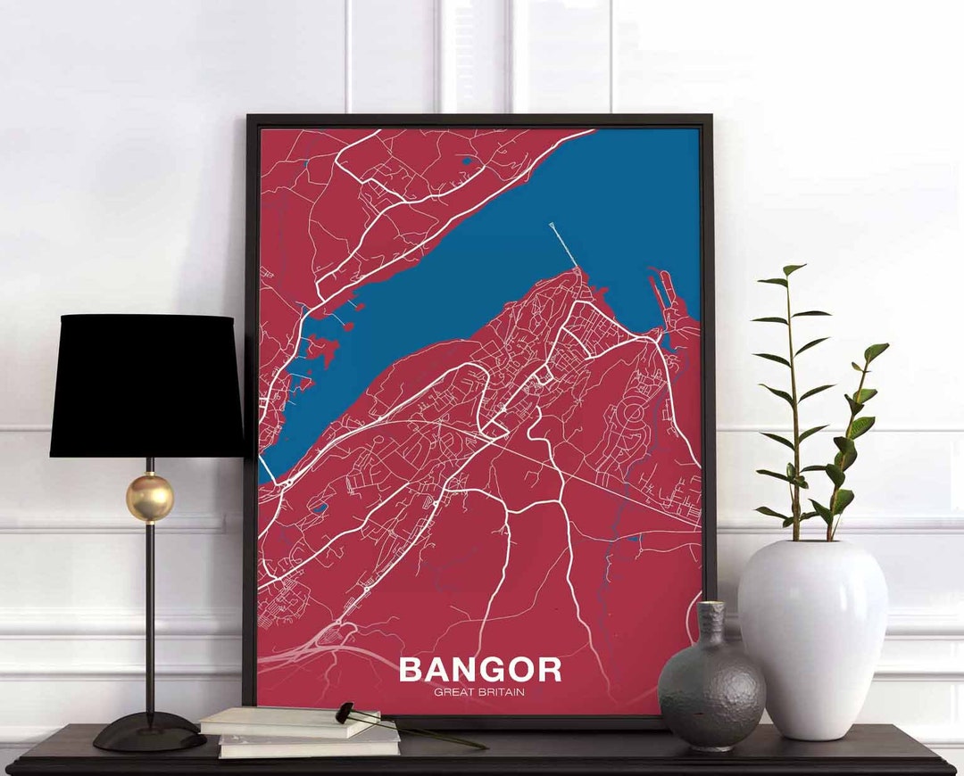BANGOR Great Britain Poster Color Hometown City Print Modern Home Decor ...