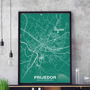 PRIJEDOR Bosnia & Herzegovina Map Poster Color Hometown City Print ...