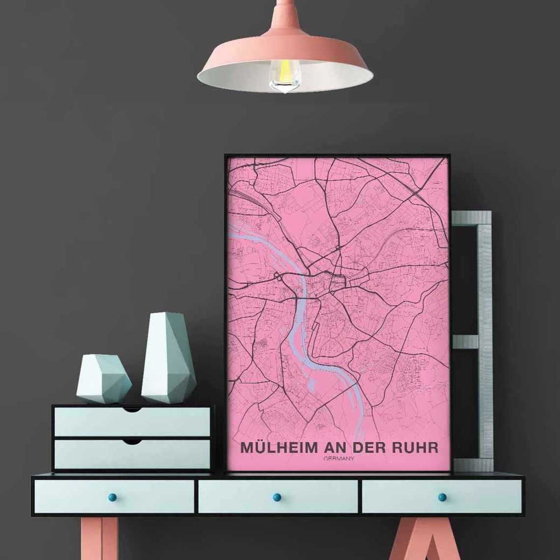 MULHEIM an Der RUHR Germany Map Poster Color Hometown City Print Modern ...