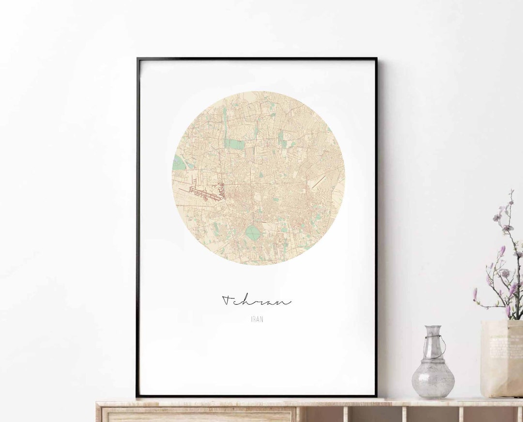 TEHRAN Iran Map Poster Wall Decor Design Modern Minimal Nordic Travel ...