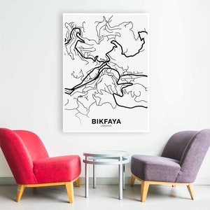 BIKFAYA Lebanon Map Poster Hometown City Print Modern Home Decor Office ...