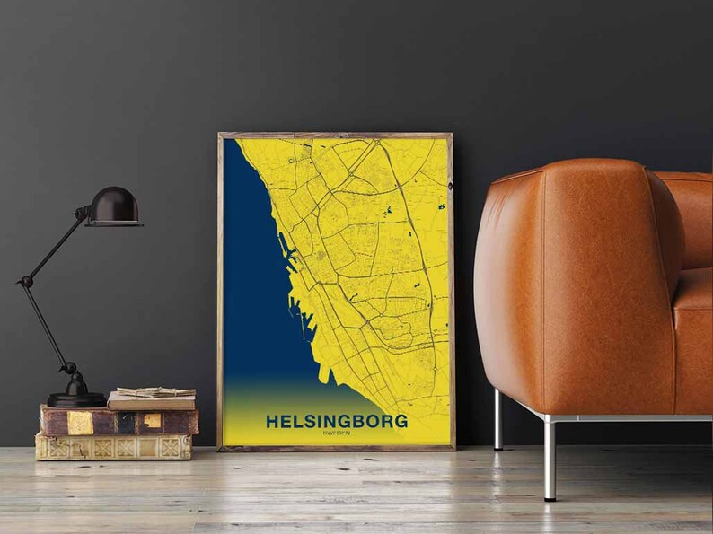 HELSINGBORG Sweden Map Poster Color Hometown City Print Modern - Etsy