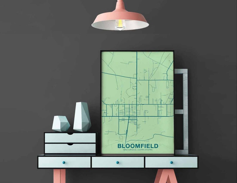 BLOOMFIELD New Mexico NM Us Map Poster Color Hometown City | Etsy