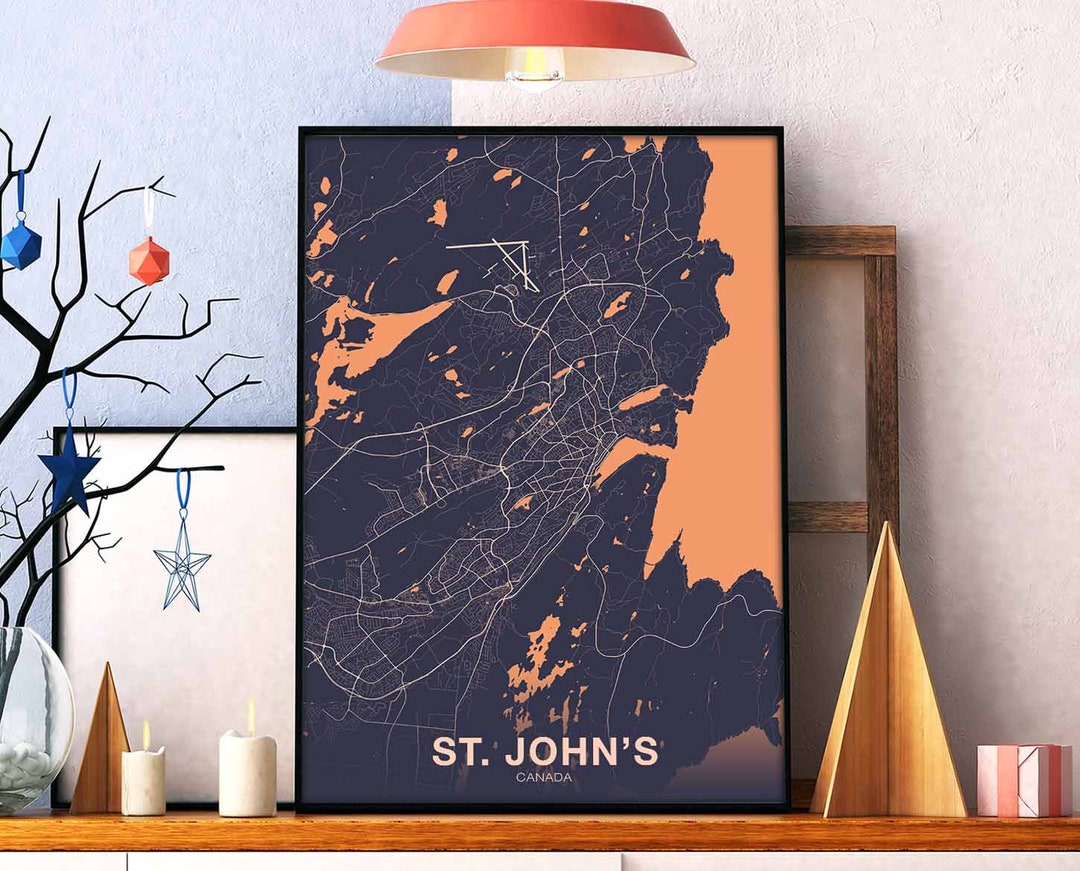 ST.JOHN'S Canada Map Poster Color Hometown City Print Modern Home Decor ...