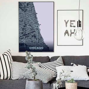 CHICAGO Illinois IL USA Poster Color Hometown City Print Modern Home ...