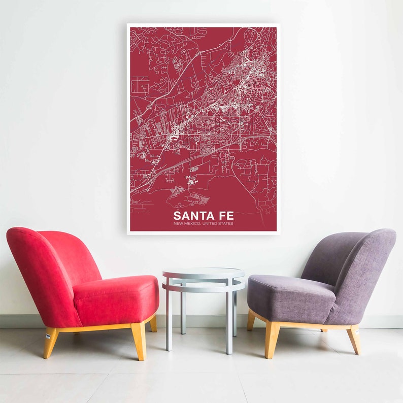 SANTA FE New Mexico NM Usa Poster Color Hometown City Print Modern Home ...