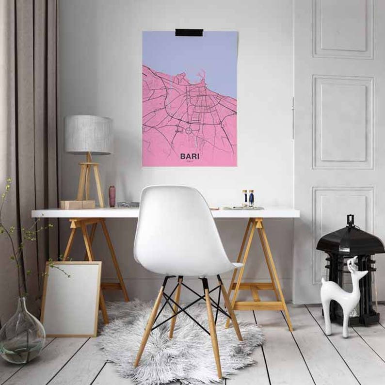 BARI Italy Map Poster Color Hometown City Print Modern Home - Etsy