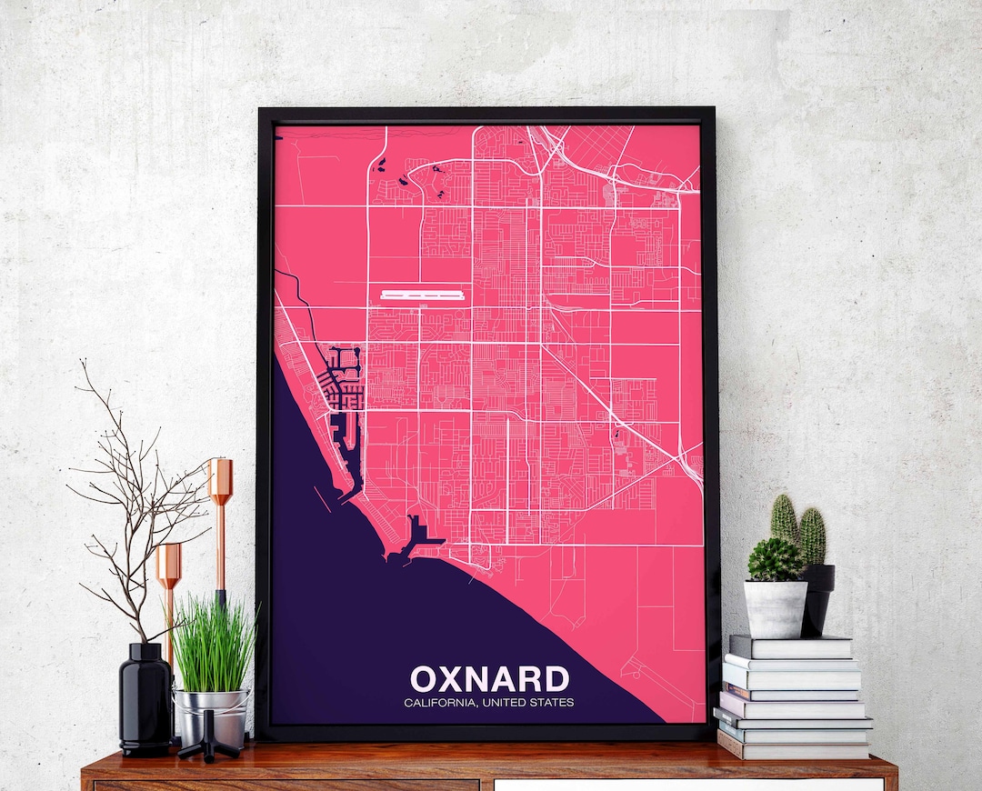 OXNARD California CA US Map Poster Color Hometown City Print Modern ...