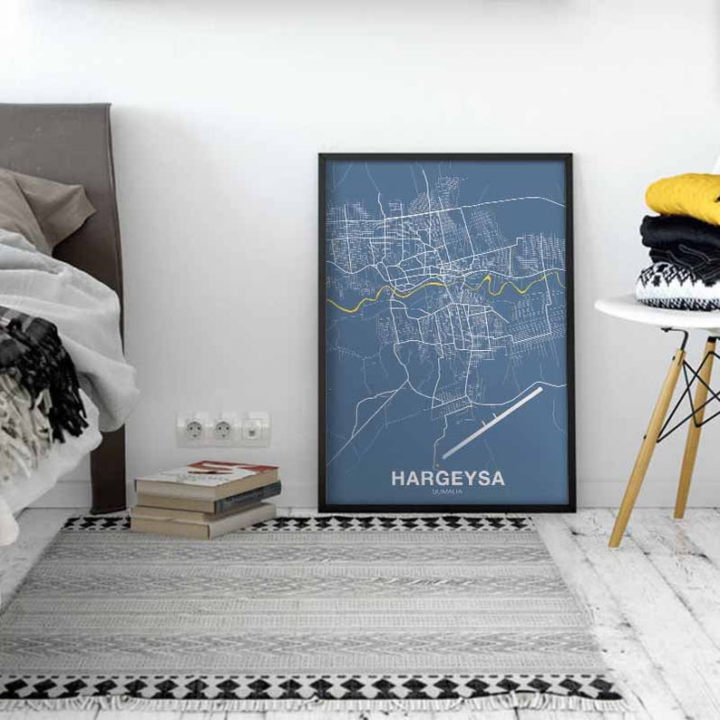 HARGEYSA Somalia Map Poster Color Hometown City Print Modern - Etsy
