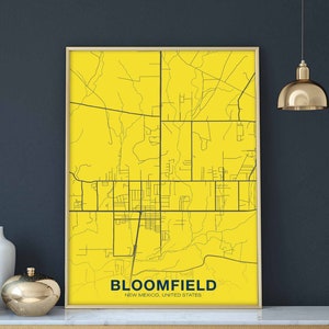 BLOOMFIELD New Mexico NM Us Map Poster Color Hometown City Print Modern ...