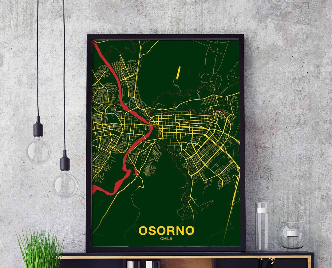 OSORNO Chile Map Poster Color Hometown City Print Modern Home Decor ...