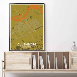 CULEMBORG Netherlands Map Poster Black White Wall Decor Design Modern ...