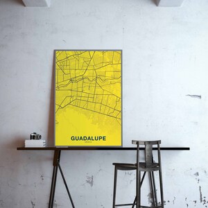 GUADALUPE Mexico Map Poster Color Hometown City Print Modern Home Decor ...