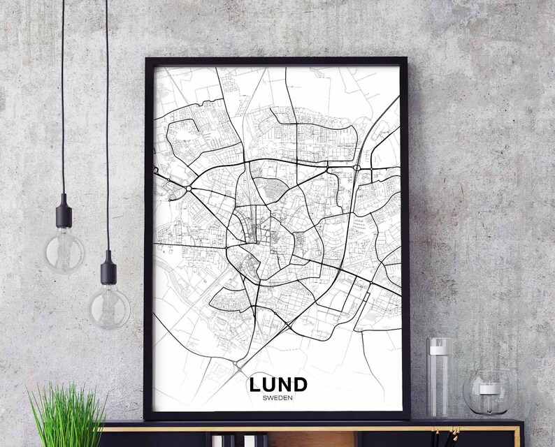 LUND Sweden Map Poster Hometown City Print Modern Home Decor | Etsy