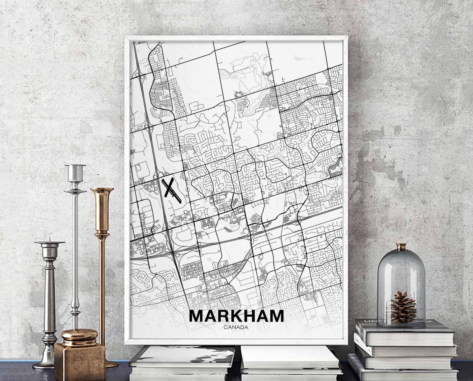 MARKHAM Canada Map Poster Hometown City Print Modern Home - Etsy