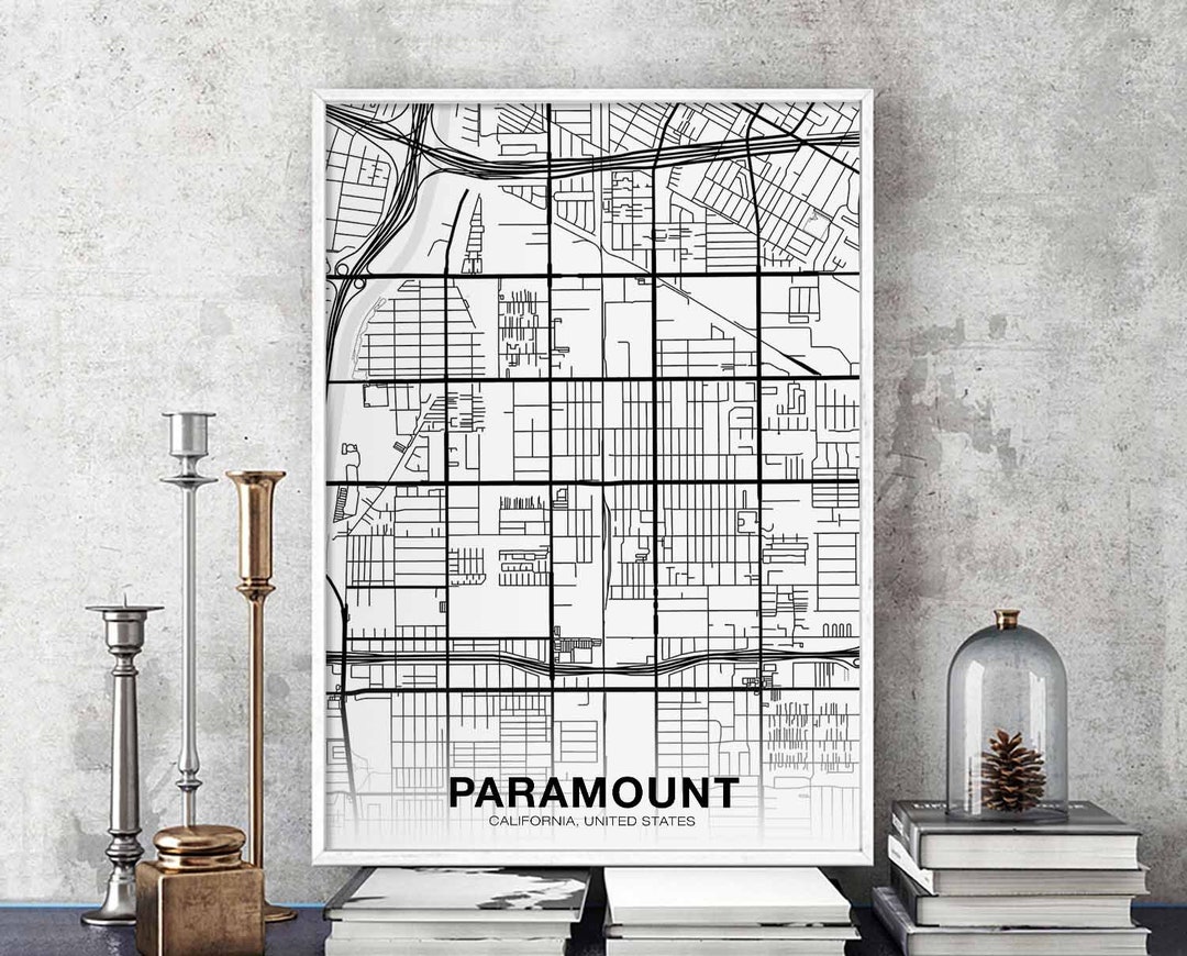 PARAMOUNT California CA USA Map Poster Black White Hometown City Print ...