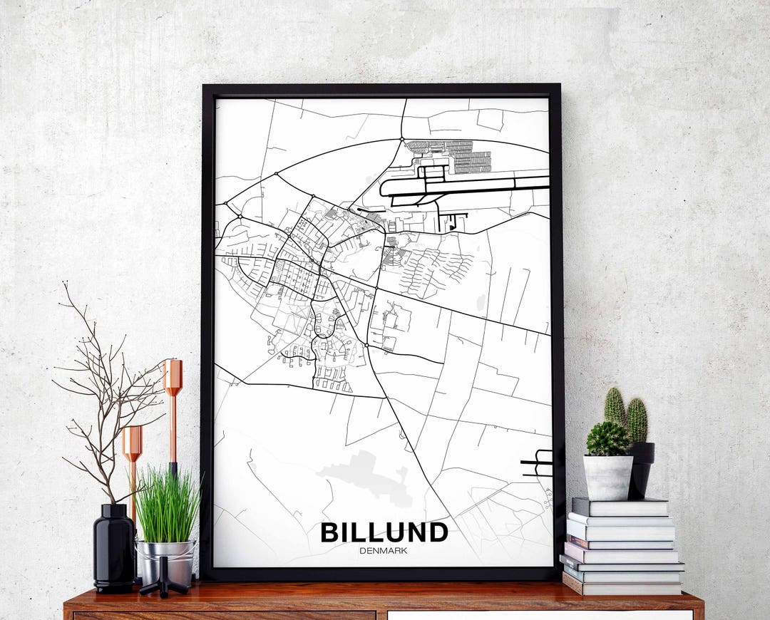 BILLUND Denmark Map Poster Hometown City Print Modern Home Decor Office ...