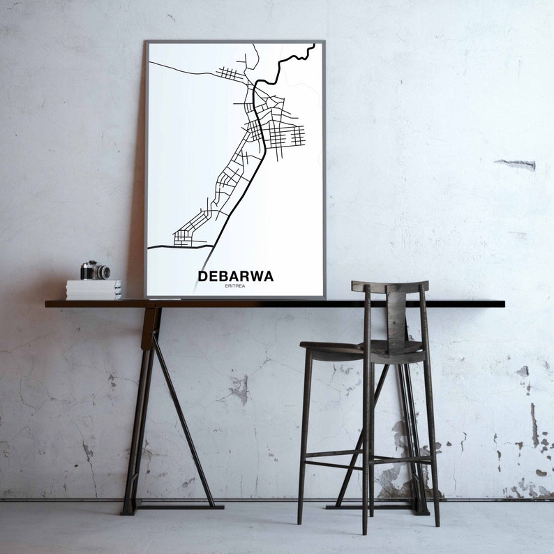 DEBARWA Eritrea Map Poster Black White Hometown City Print - Etsy