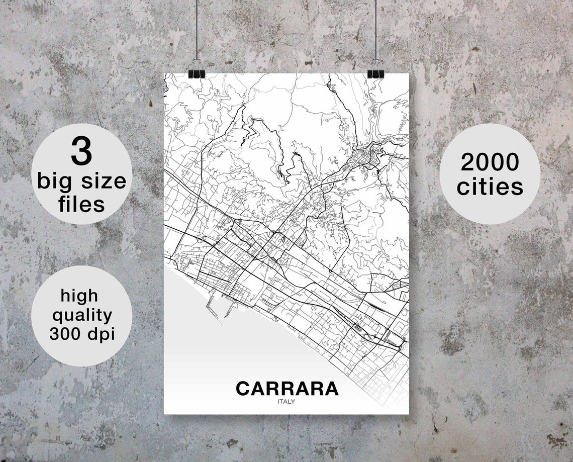 CARRARA Italy Map Poster Hometown City Print Modern Home Decor | Etsy