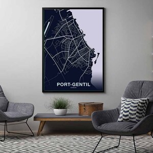 PORT-GENTIL Gabon Map Poster Color Hometown City Print Modern Home ...